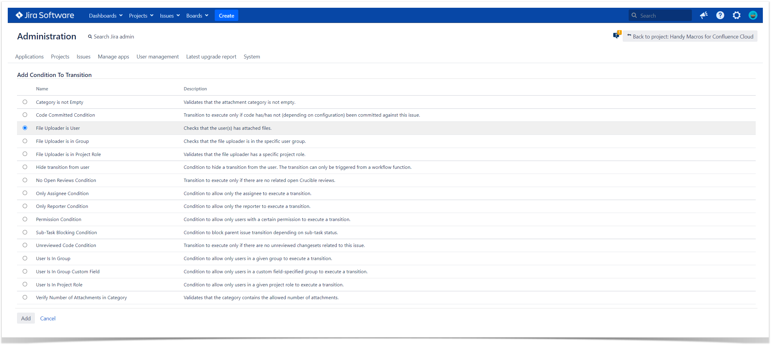 Manage workflow conditions