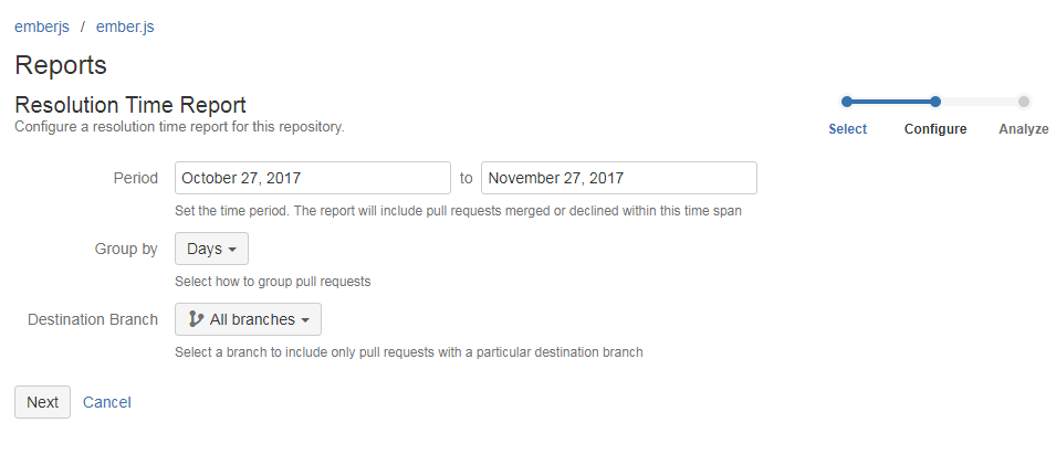 Resolution Time Report - Awesome Graphs for Bitbucket - StiltSoft Docs