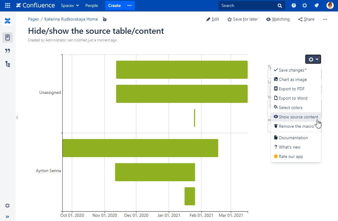 Gantt chart type - Table Filter and Charts for Confluence - StiltSoft Docs