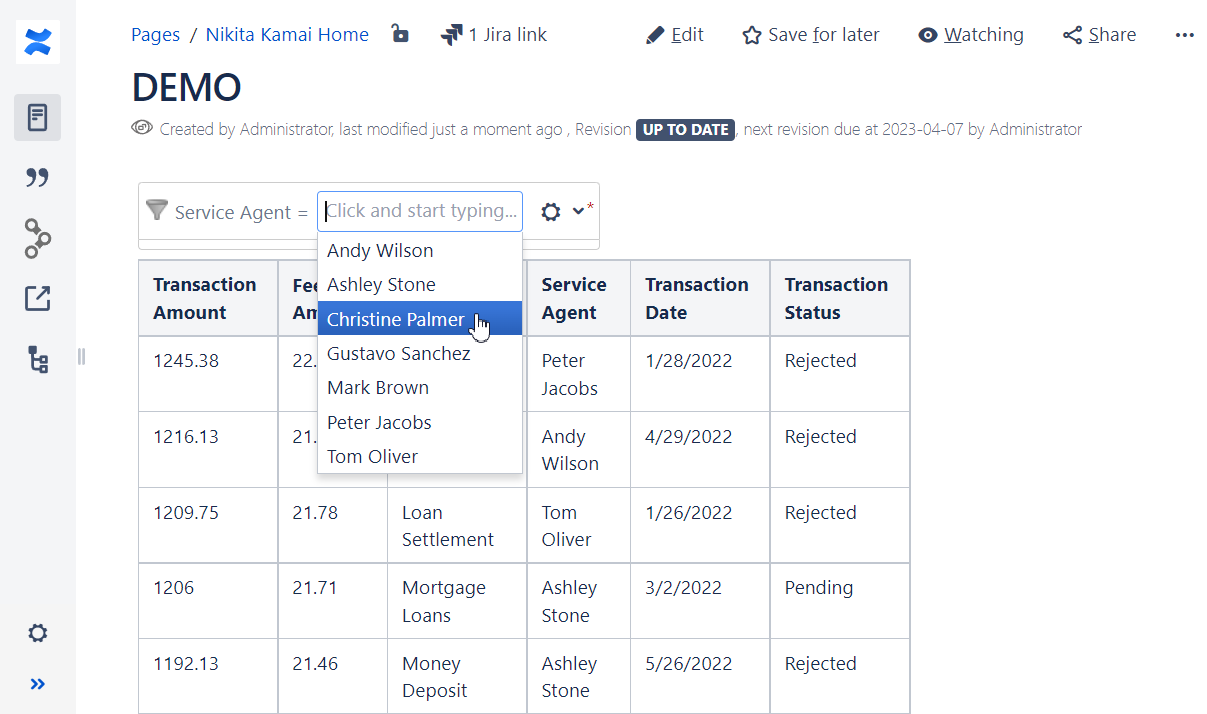 Table filtration - Table Filter and Charts for Confluence - StiltSoft Docs