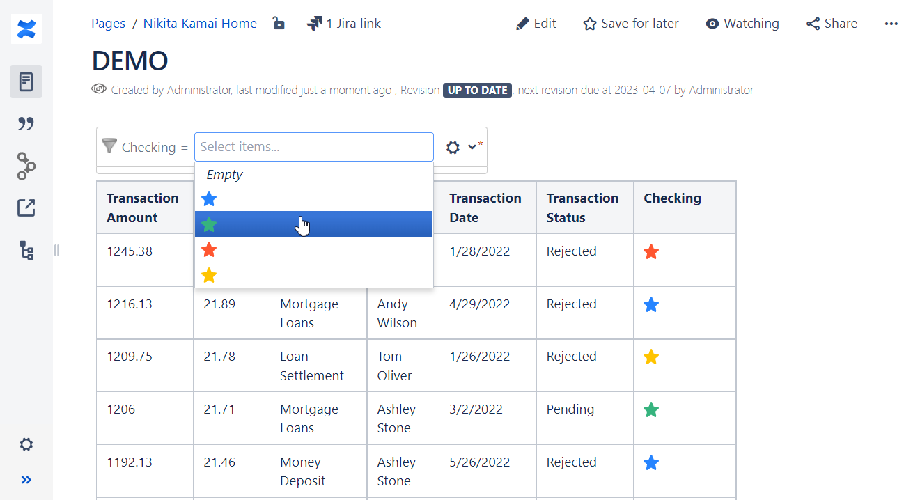 Table filtration - Table Filter and Charts for Confluence - StiltSoft Docs