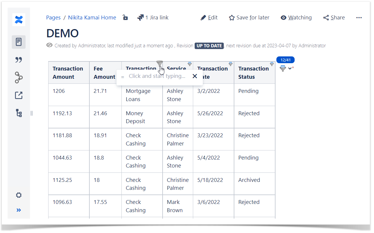 Table Filtration Table Filter And Charts For Confluence Stiltsoft Docs