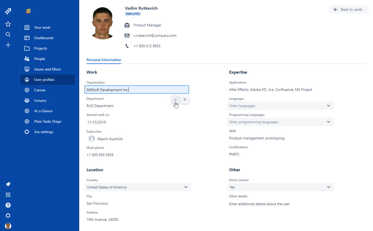 User Profile Manager for Jira Cloud - Getting Started - User Profiles - StiltSoft Docs