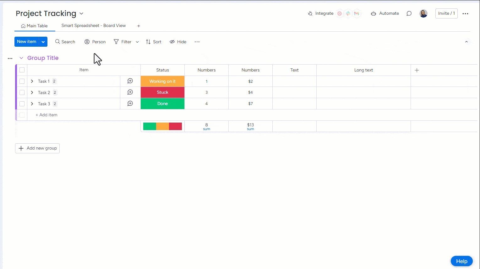 Smart Spreadseet - Two-way Synchronization with a Board