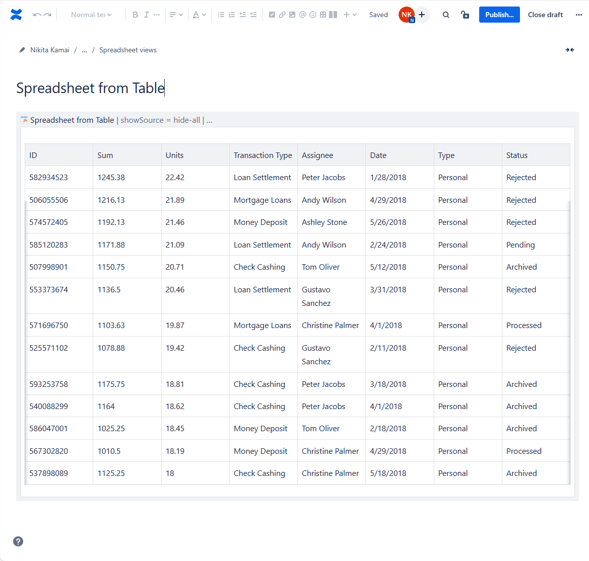 How To Use Spreadsheet From Table Macro