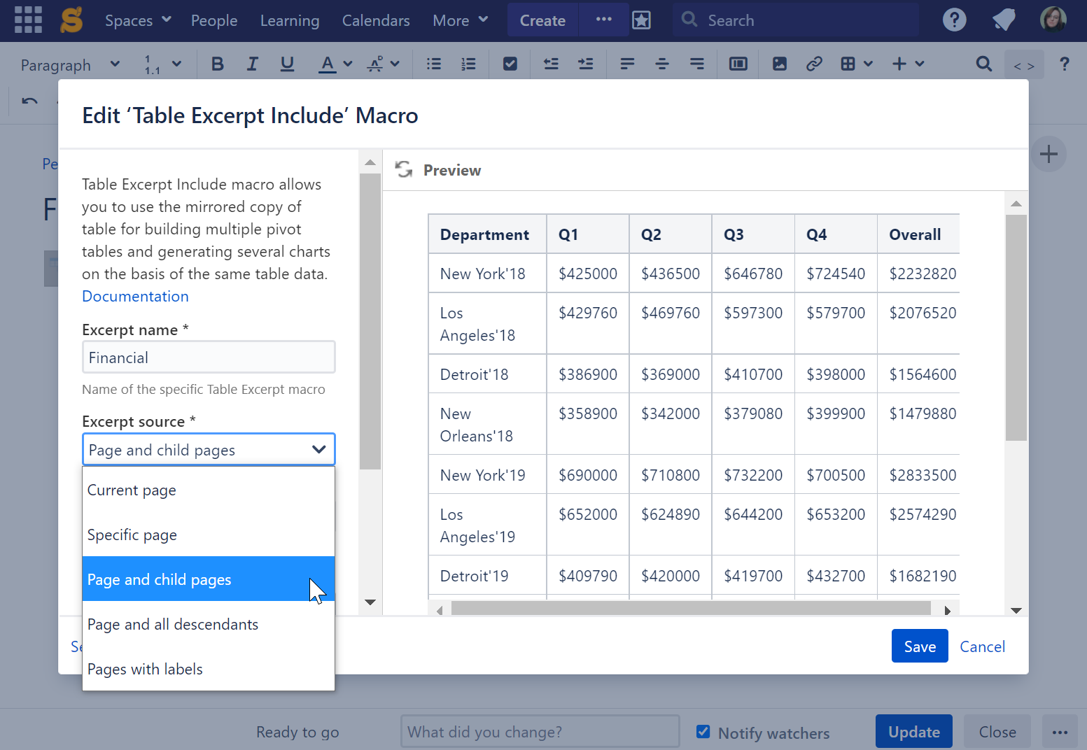 How to use Table Excerpt and Table Excerpt Include macros