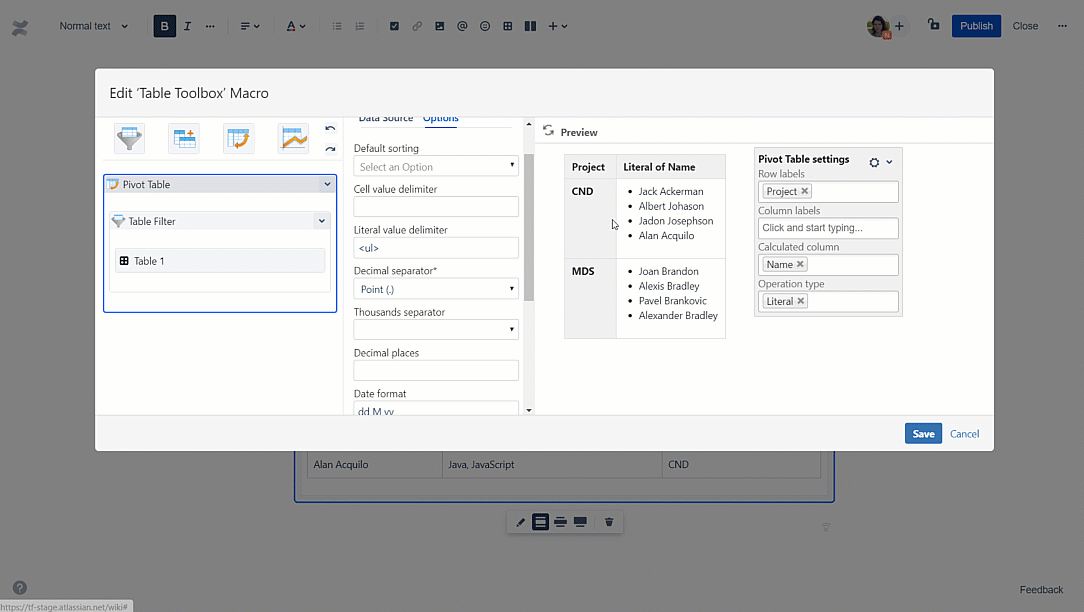How to use Table Toolbox macro