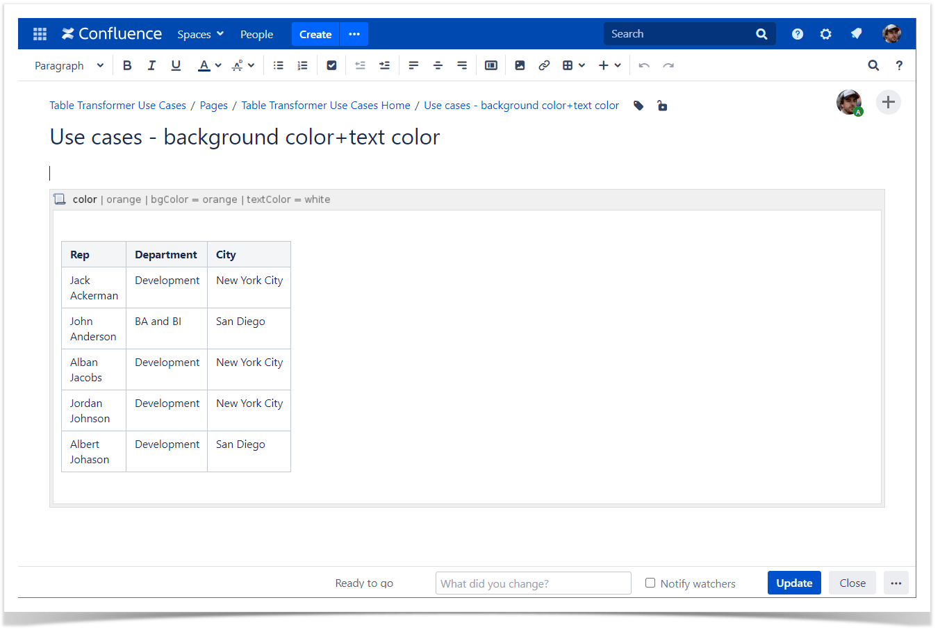 Advanced table cells formatting