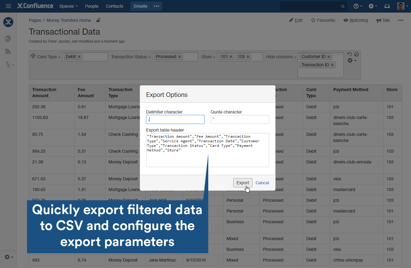 Table Filter and Charts 3.8.0