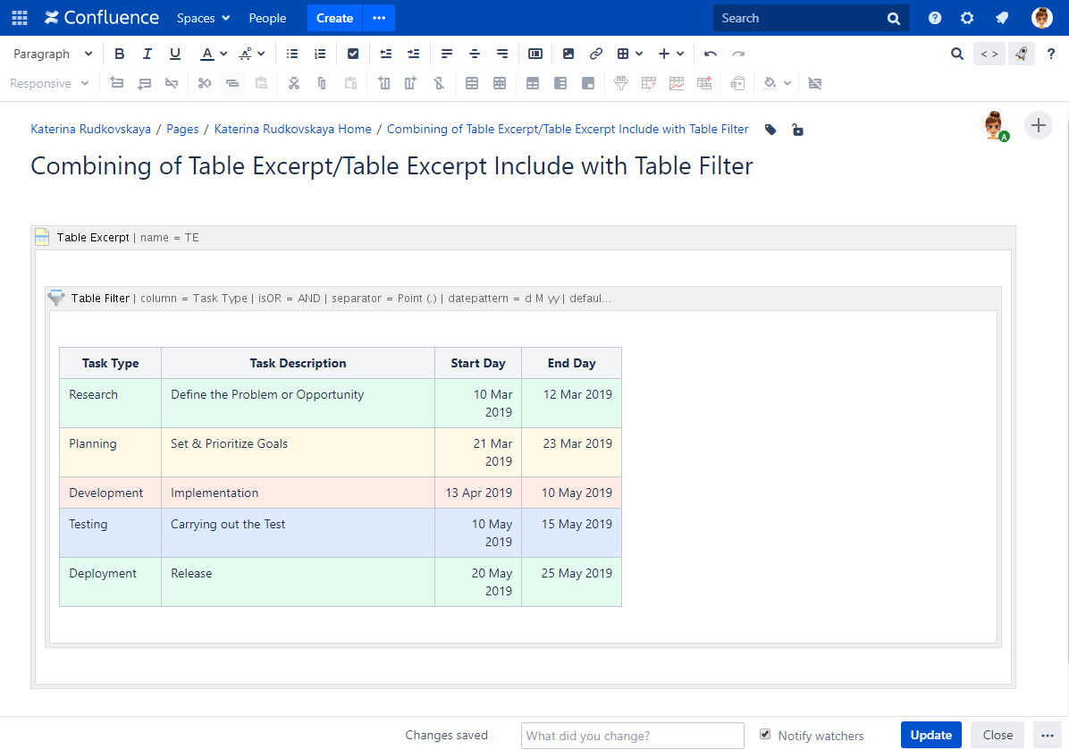 Table Excerpt and Table Excerpt Include