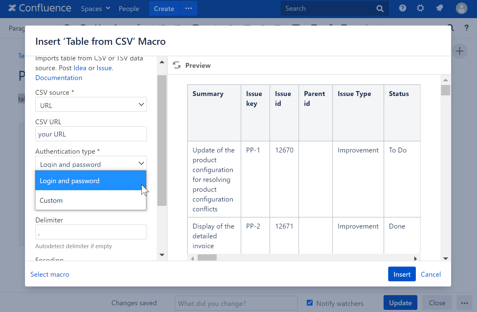 How to use Table from CSV macro