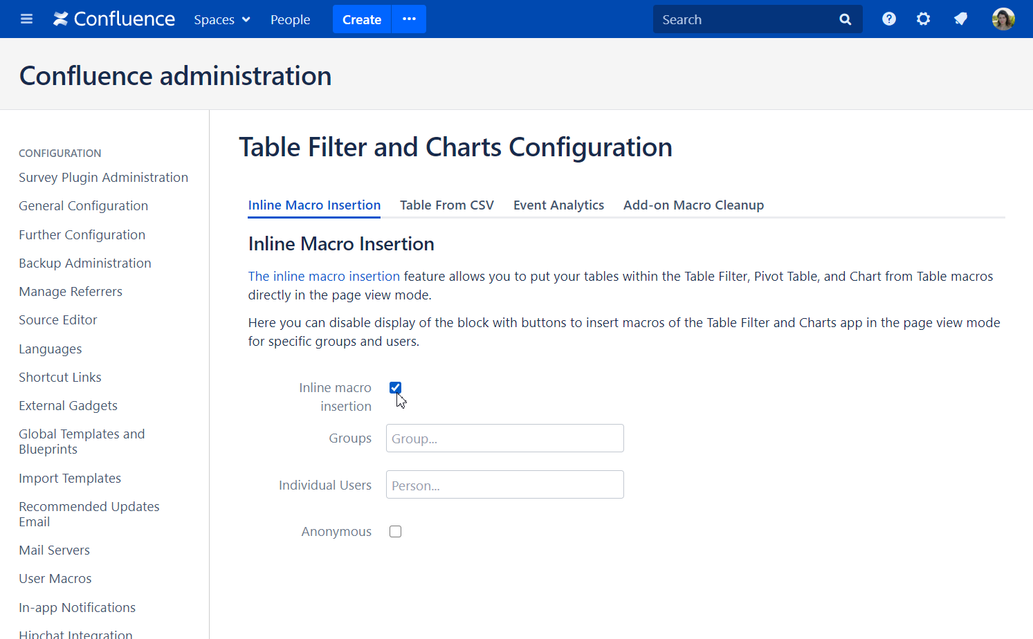 Configuring parameters of Table Filter, Charts & Spreadsheets